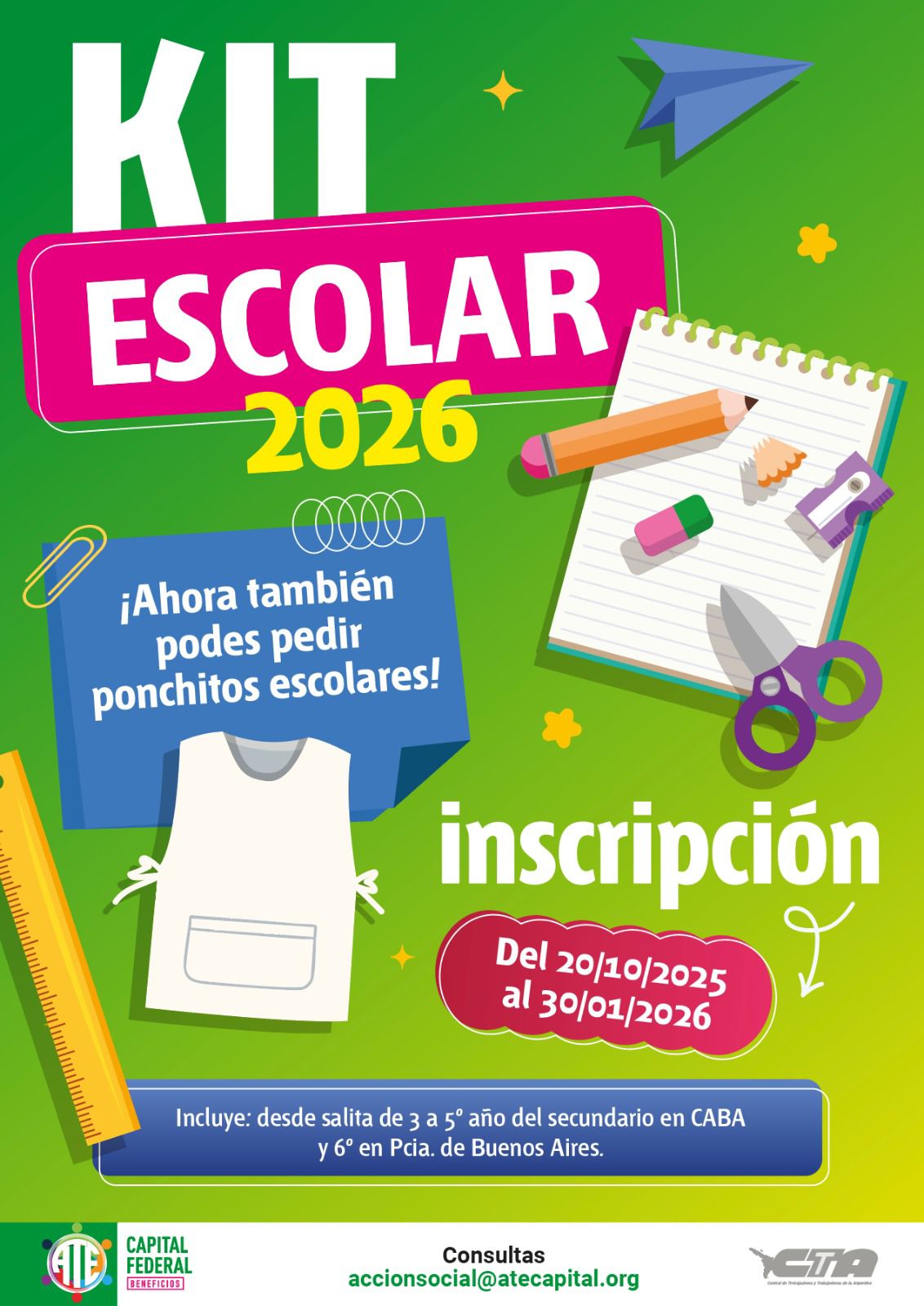 Kits escolares 2026 - ATE Trabajo - Junta Interna